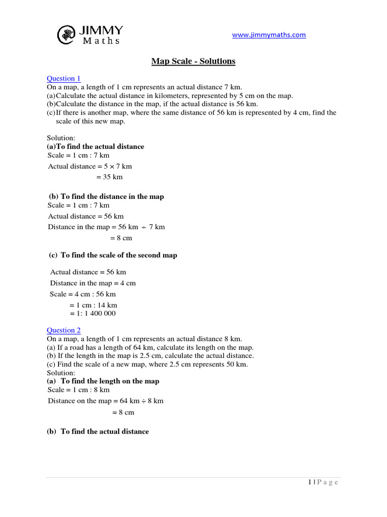 Sec 2 Map Scale Assignment Solutions | PDF | Length | Map