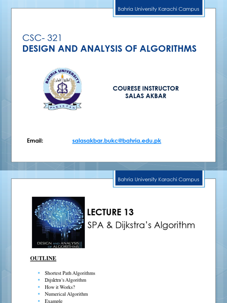Lecture 13 SPA Dijsktra S Algorithm 21052023 014559pm 12122023 114205am | PDF | Vertex (Graph ...