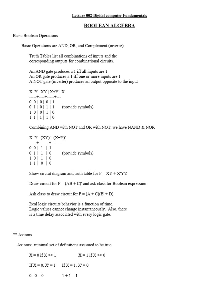 Lecture 002 Digital Fundamentals-II | PDF | Boolean Algebra | Teaching Mathematics