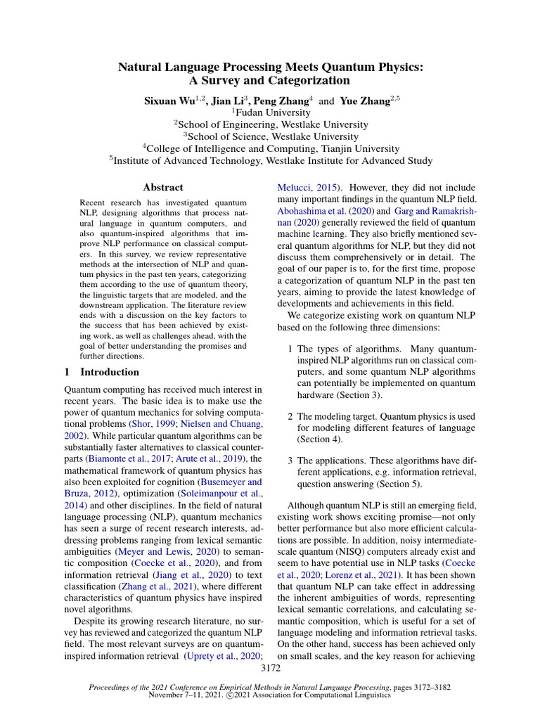 Natural Language Processing Meets Quantum Physics: A Survey and ...