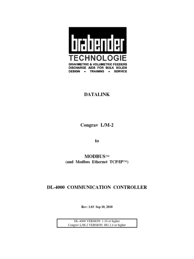 DataLink DL-4000 Manual - Congrav LM2 To Modbus | PDF | Programmable Logic Controller ...