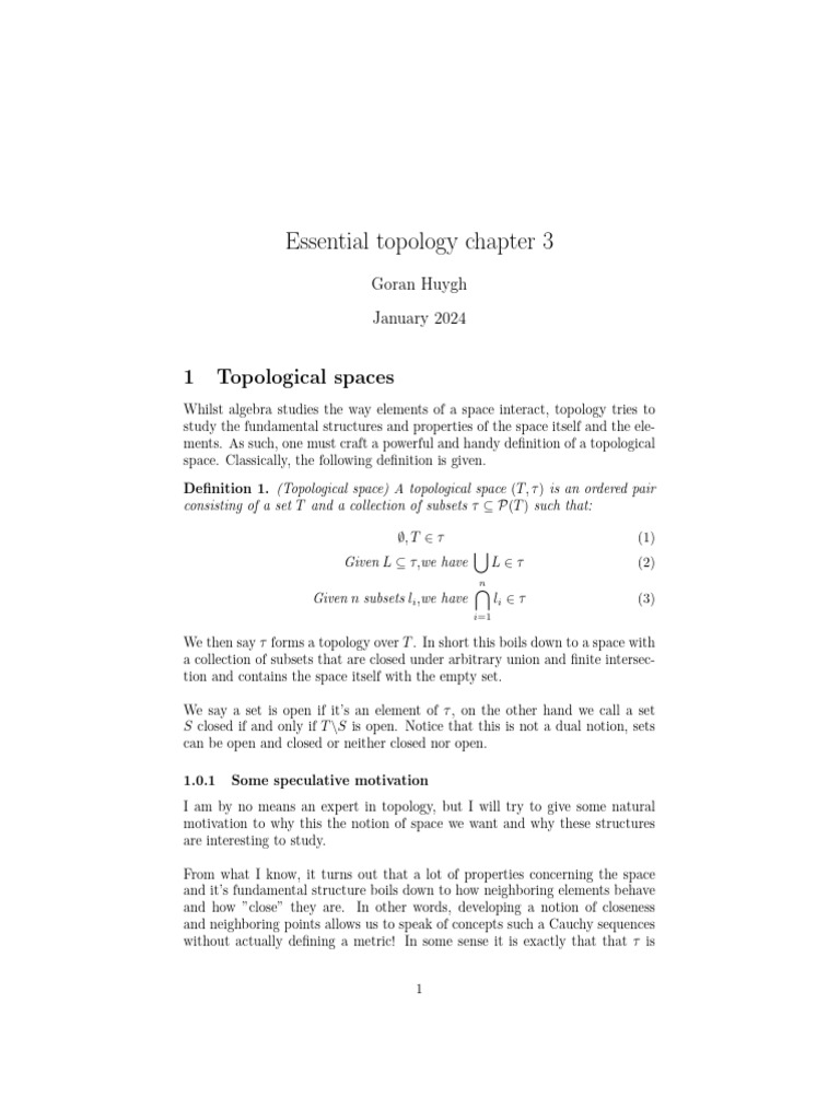 Essential Topology Chapter 3 | Download Free PDF | Continuous Function | Topology