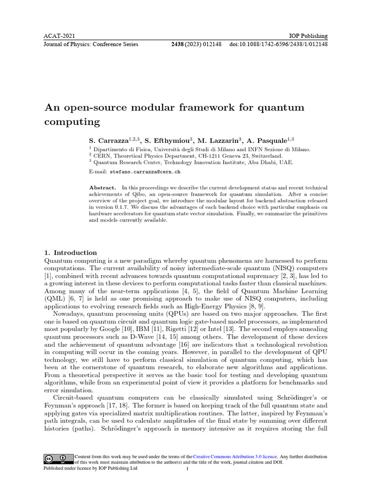 An Open Source Modular Framework For Quantum Computing Pdf Quantum Computing Computer Science 