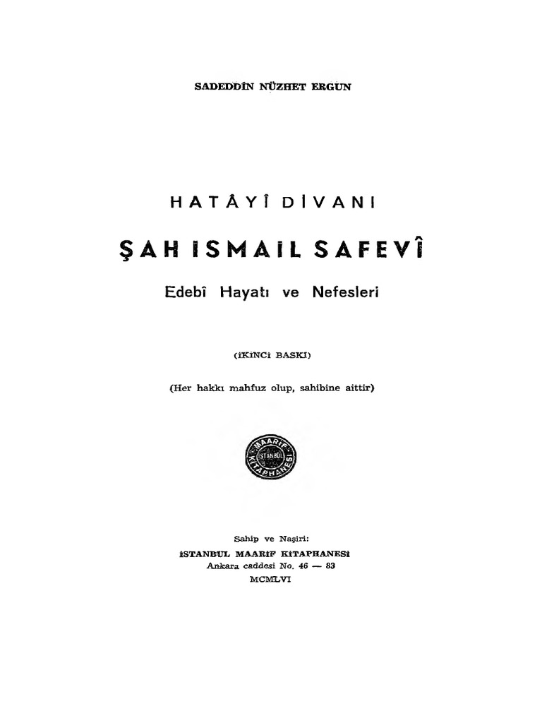 Hatayi Divani Sadeddin Nuzhet Ergun | PDF