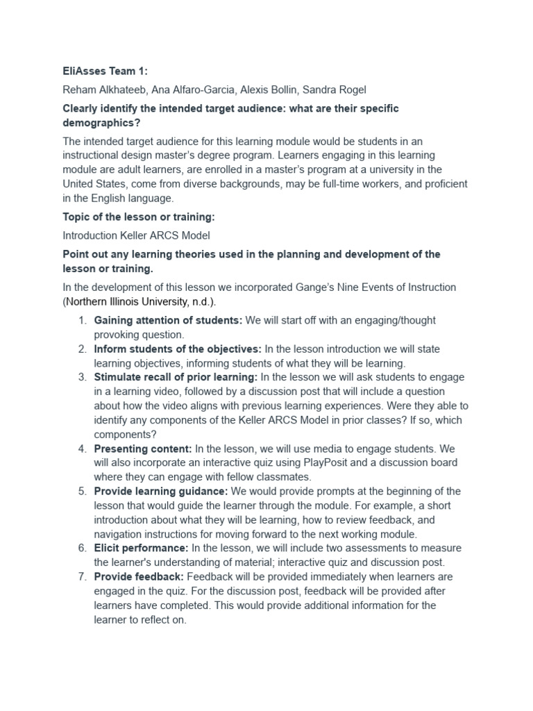 Team 1 Design Planning Document Reham Alkhateeb Ana Alfaro-Garcia Alexis Bollin Sandra Rogel | PDF