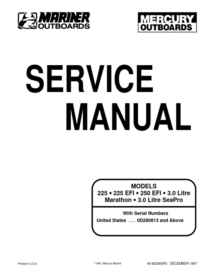 225-225 EFI - 50 EFI-3.0 Litre Marathon-3.0 Litre SeaPro United States ...