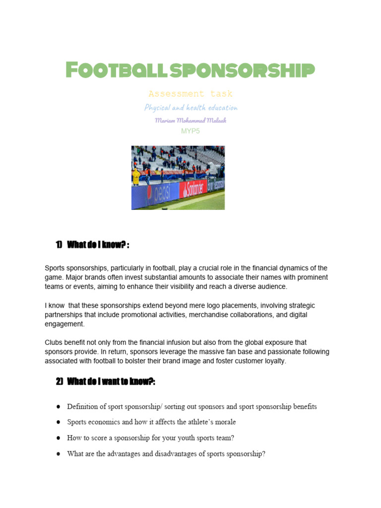 Football Sponsorship Task | PDF | Brand | Sports