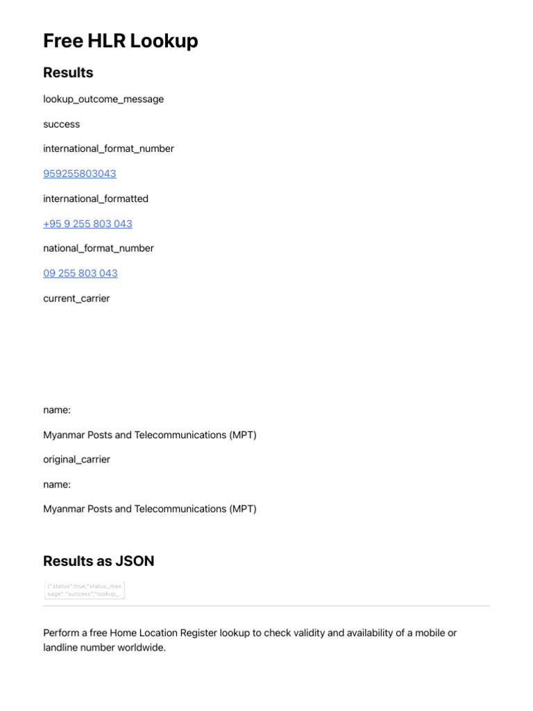 Free HLR Lookup | PDF