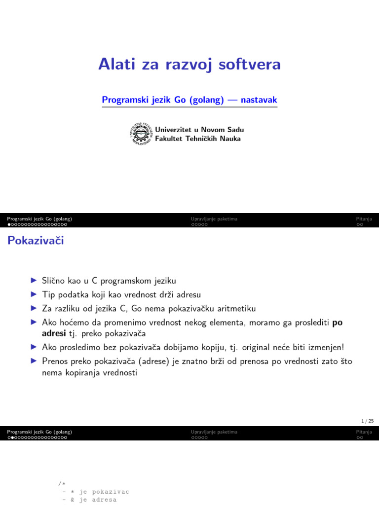 Predavanje 2 - Programski Jezik Go Nastavak | PDF