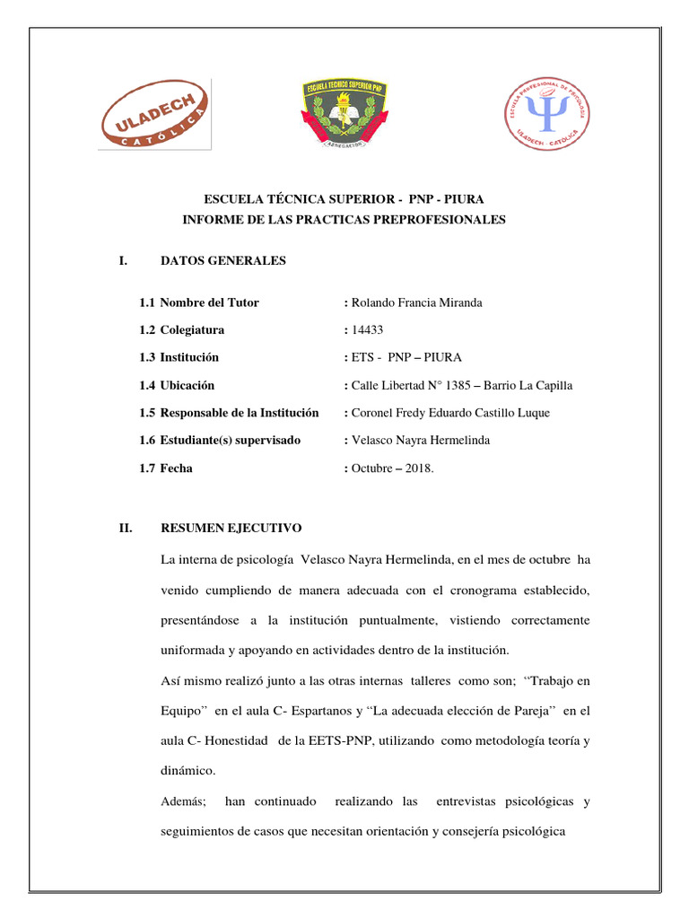 Informe Del Tutor Mes Octubre | PDF | Sicología | Desarrollo personal