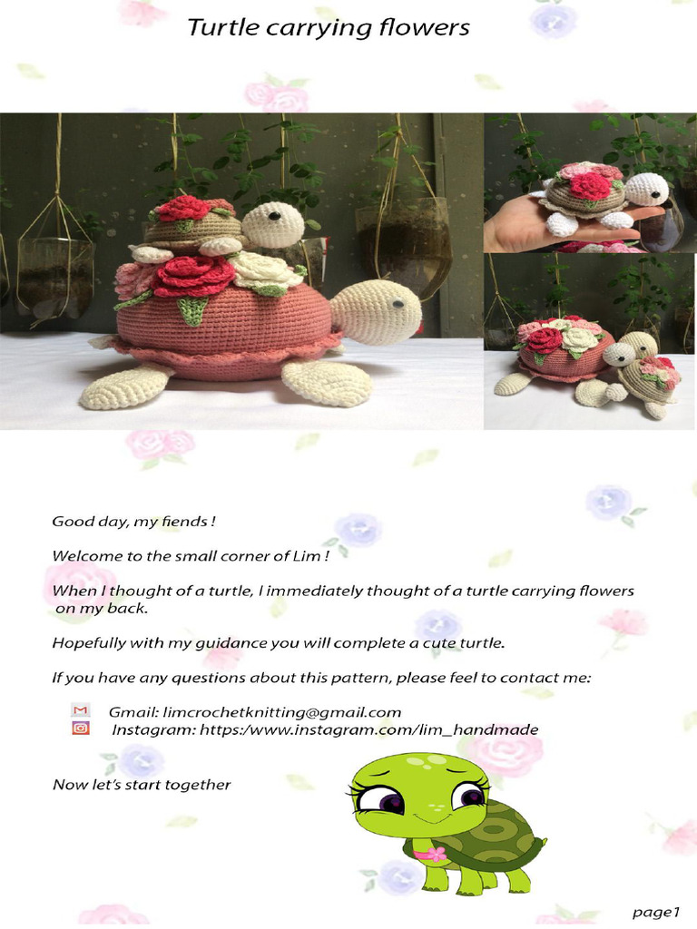 Turtle Carrying Flowers 2 Size | PDF