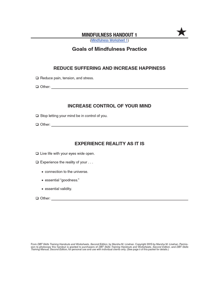 DBT Mindfulness Handout 1 | PDF | Career & Growth | Self-Improvement