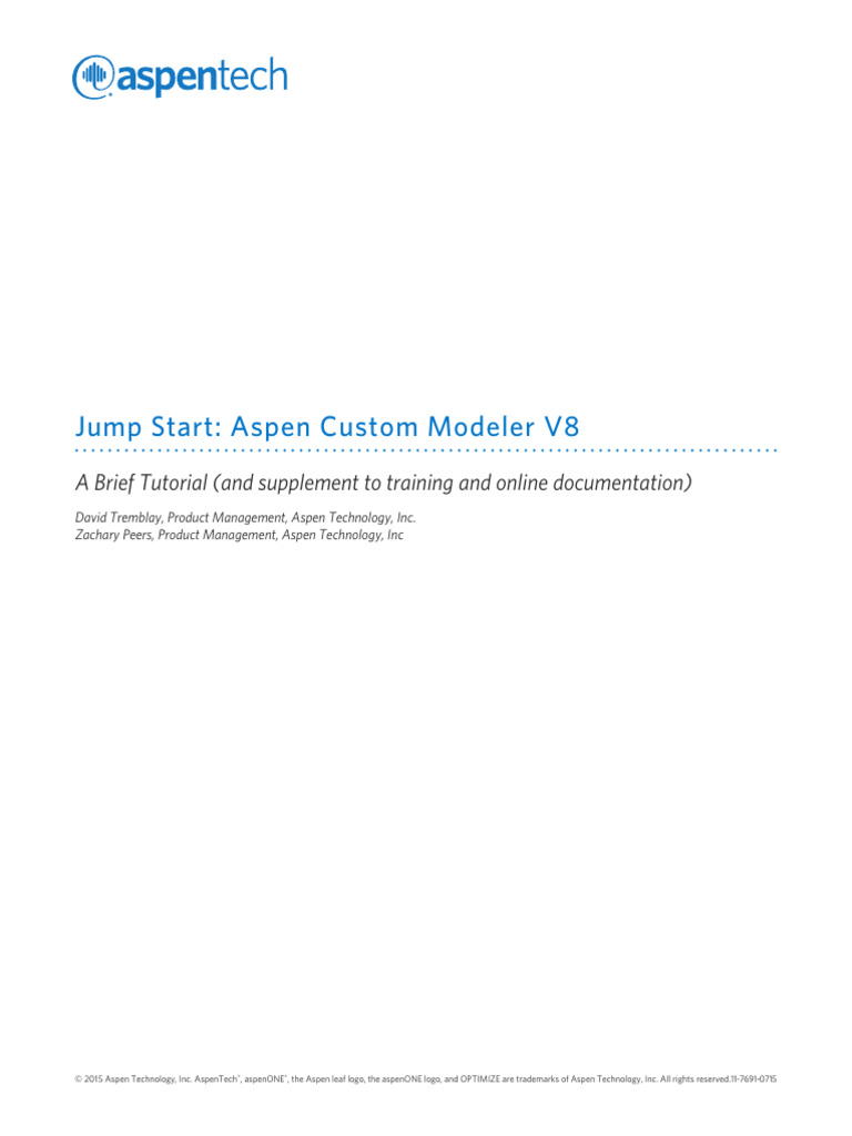Jump Start Aspen Custom Modeler V8 A Bri | PDF | Phase (Matter) | Phase ...