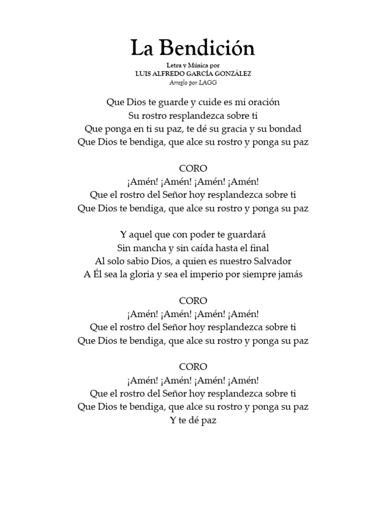 Letra La Bendicion | PDF