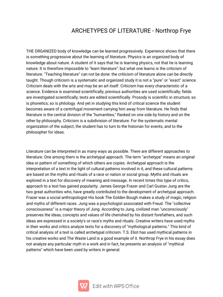 Archetypes of Literature | PDF