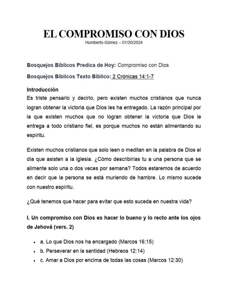 202401.20 El Compromiso Con Dios | PDF | Religión y espiritualidad