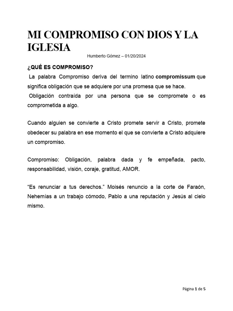 202401.20 Mi Compromiso Con Dios y La Iglesia | PDF | Jacob