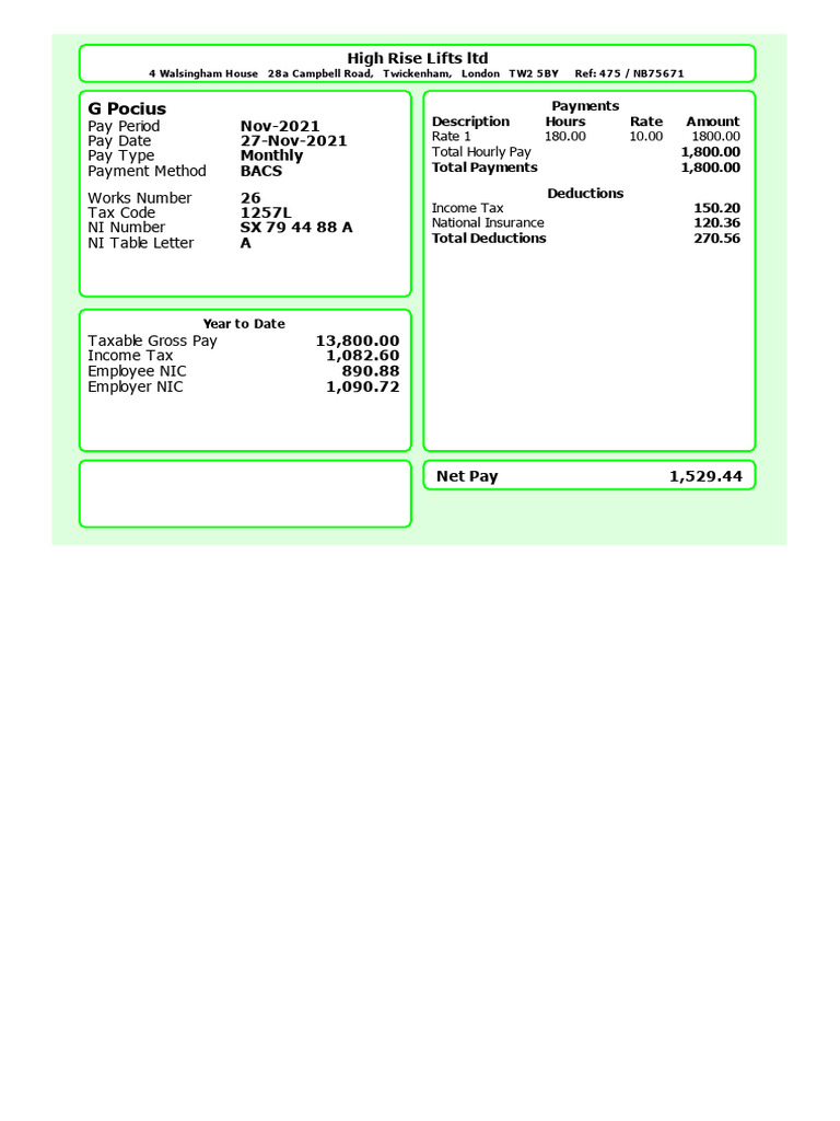 November 2021 Payslip Summary | PDF