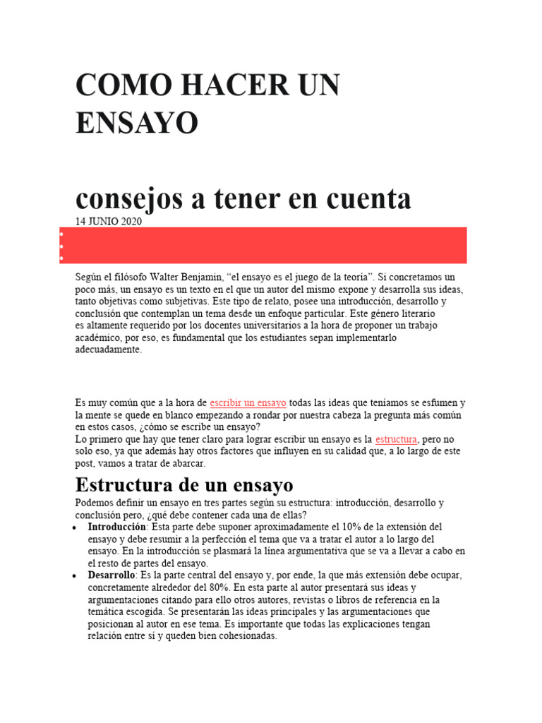 Como Hacer Un Ensayo | PDF | Ensayos