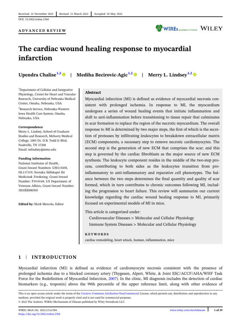 The Cardiac Wound Healing Response To Myocardial Infarction | PDF ...