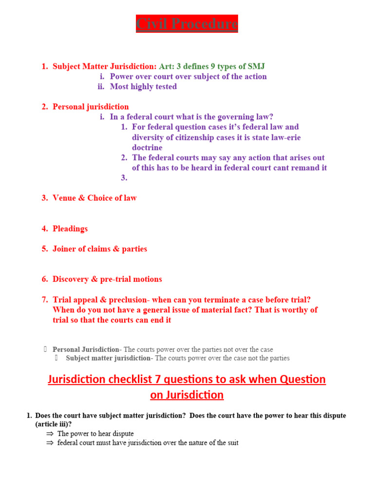 Civil Procedure Pdf Lawsuit Trials