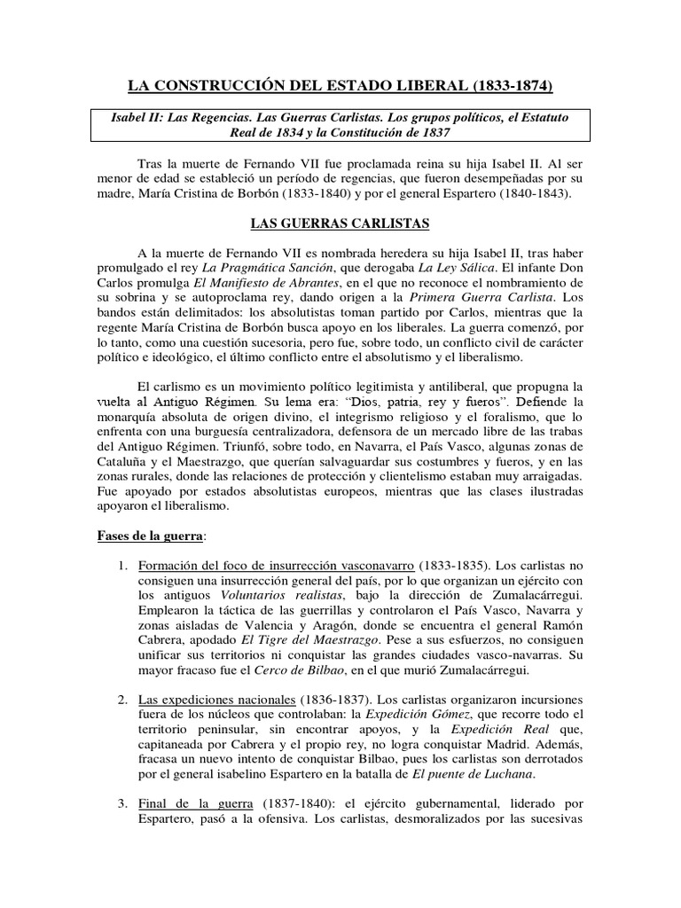 La Construcción Del Estado Liberal | PDF | Gobierno de españa | Gobierno