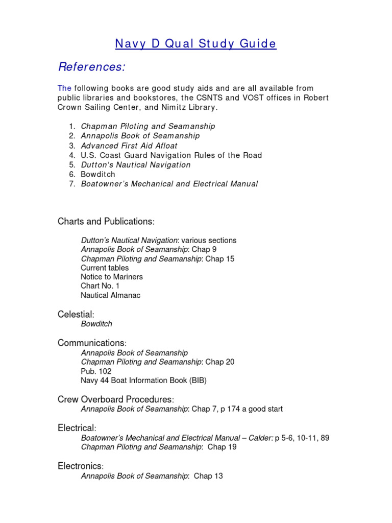 Study Guide For NAVY D Qual | PDF | Water Transport | Navigation