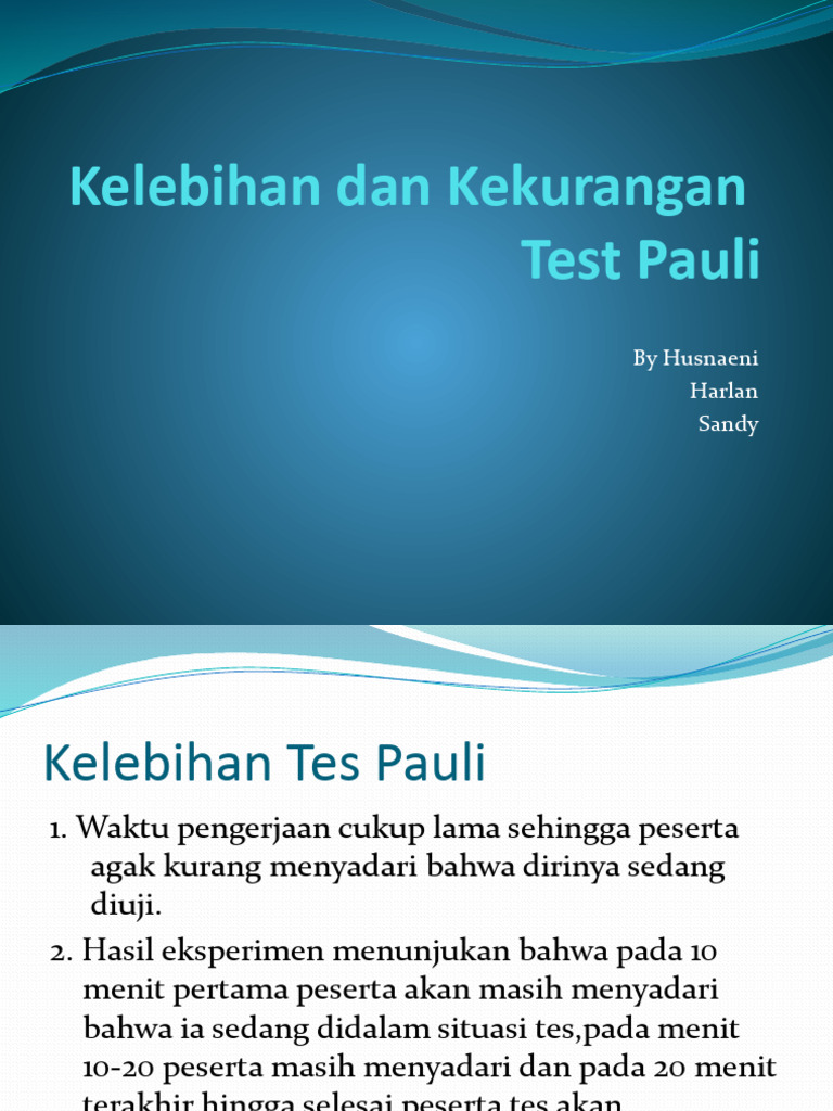 Kelebihan Dan Kekurangan Tes Pauli | PDF