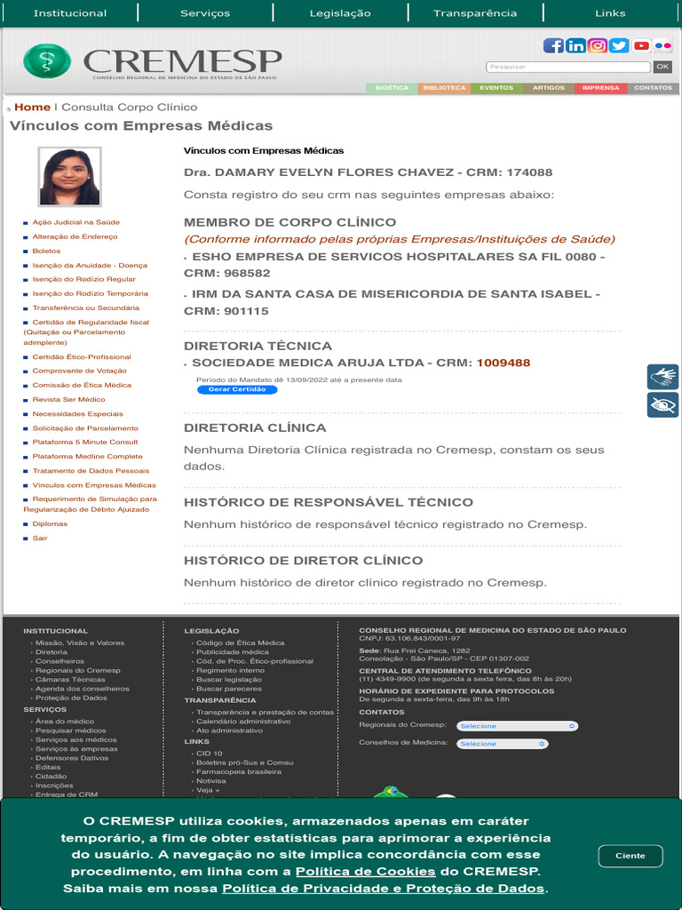 Certidão Ético-Profissional CREMESP | PDF | Privacidade na internet