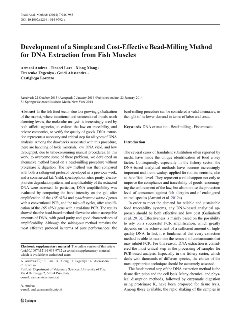 Development of A Simple and Cost-Effective Bead-Milling Method For DNA ...