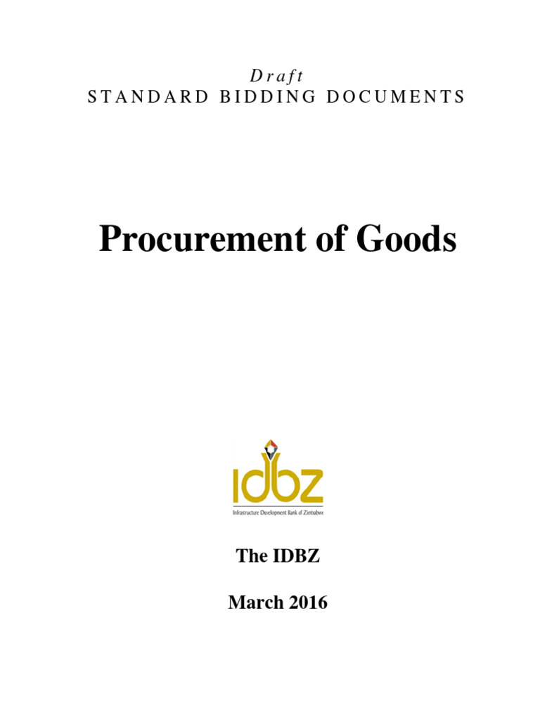 Draft Standard Bidding Documents Goods | PDF | Loans | Procurement