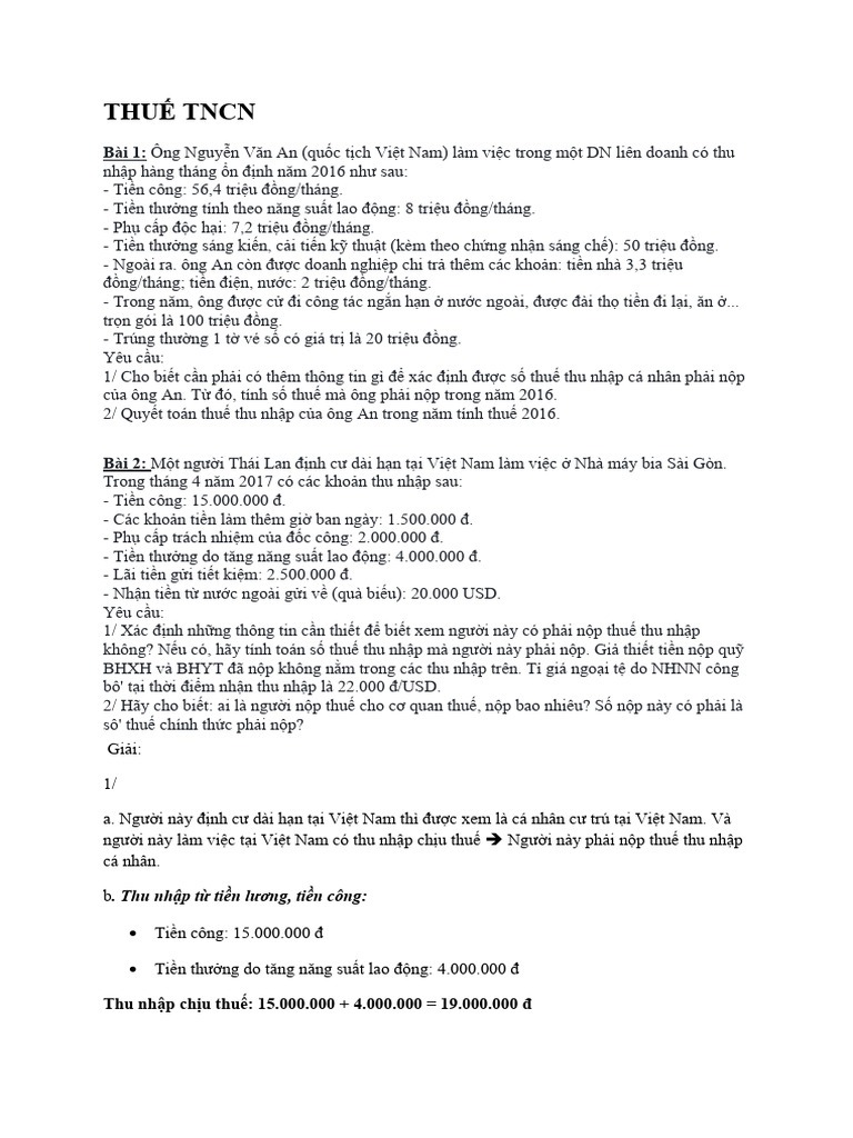 THUẾ TNCN | PDF