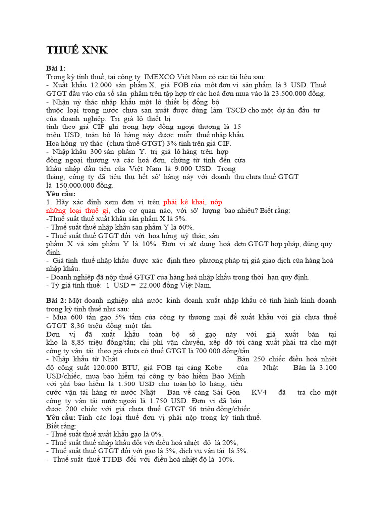 THUẾ XNK | PDF