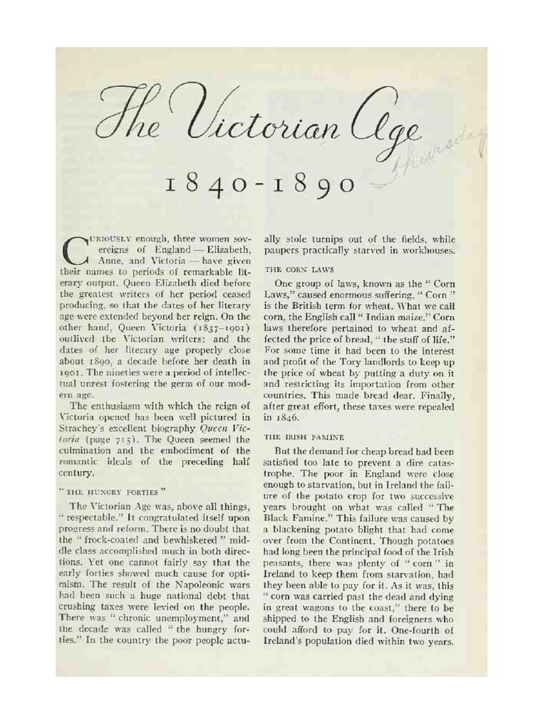 Adventures in English Literature - Victorian Age Intro. | PDF