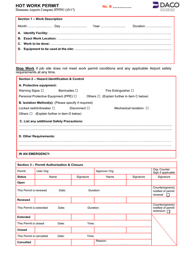 HWP Form | PDF | Personal Protective Equipment | Safety