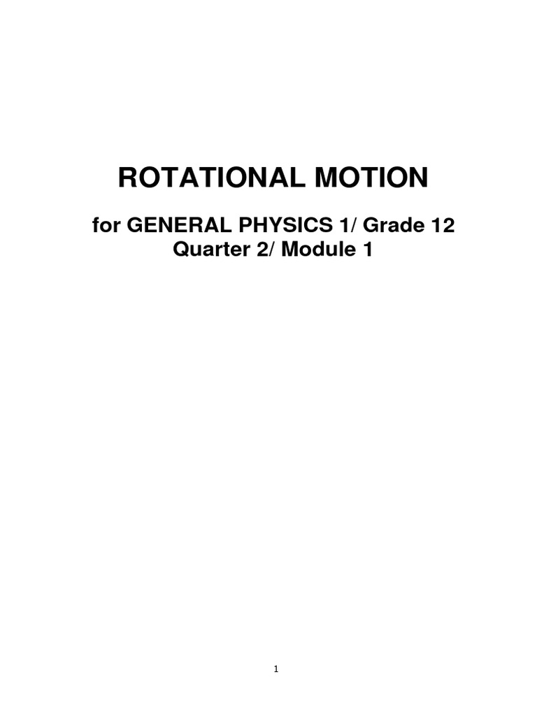 General Physics 1 Q2 Module 1 | PDF | Rotation Around A Fixed Axis | Torque