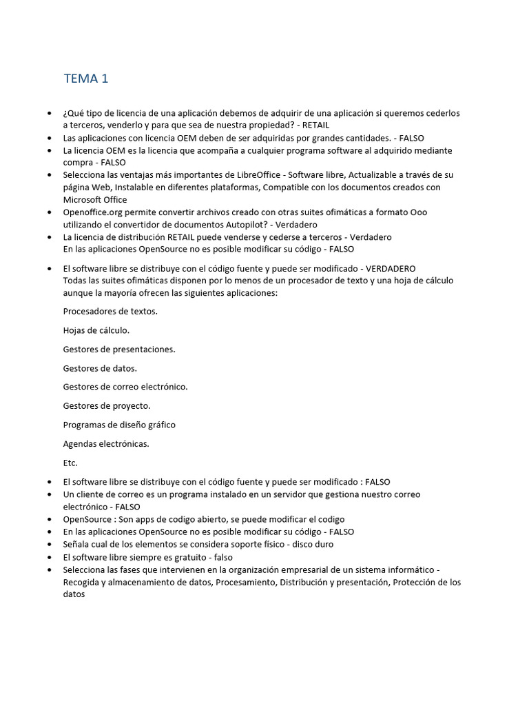 APLICACIONES OFIMATICAS EVALUACION 1 | PDF | Software de la aplicacion | Software libre