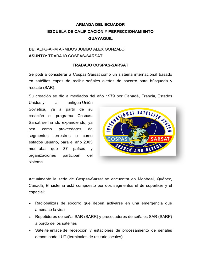 Cospas Sarsat | PDF | Ciencia y matemáticas
