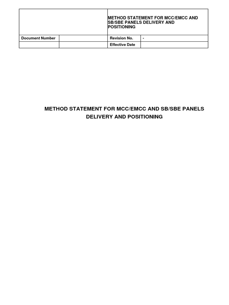 EMCC Panel Delivery Method Statement | PDF | Personal Protective ...