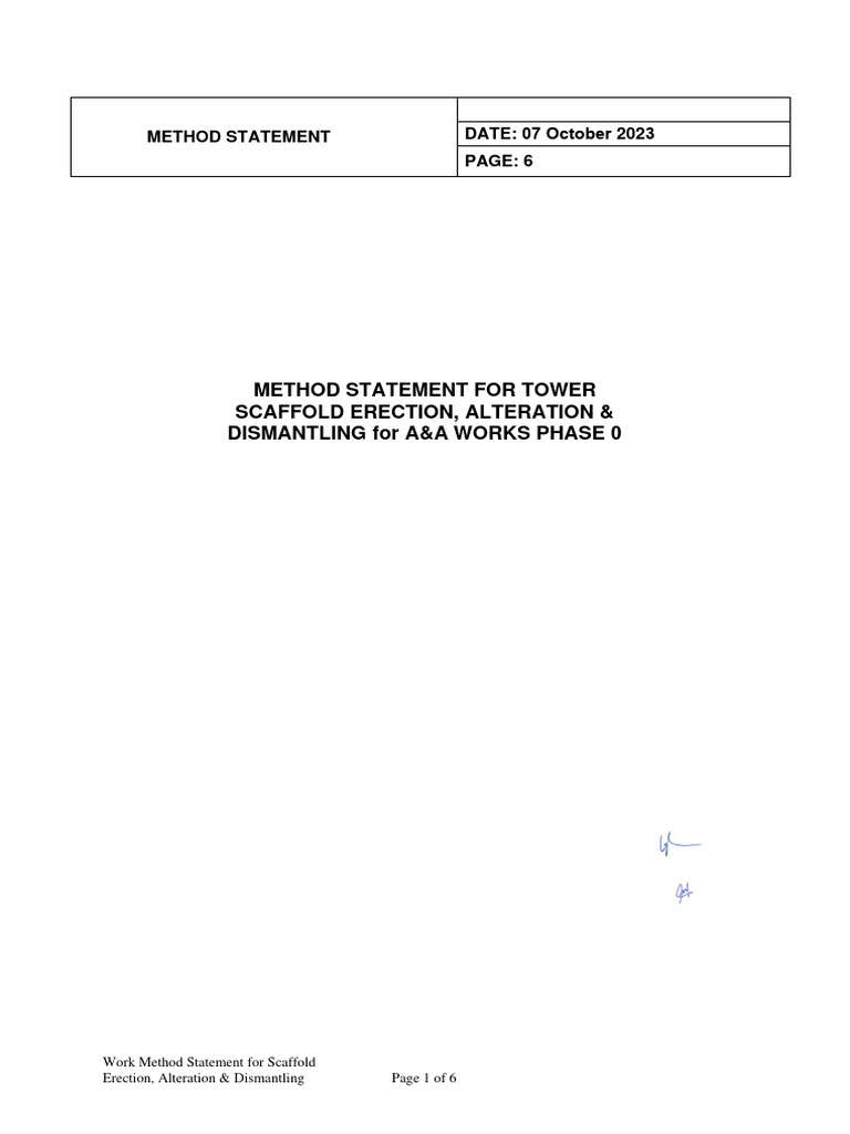 Method Statement of Scaffolding | PDF | Scaffolding | Personal ...