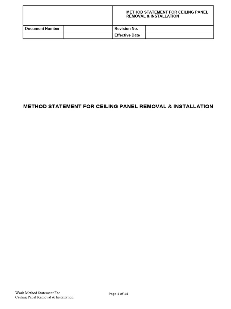 Method Statement Ceiling Removal | PDF | Scaffolding | Equipment