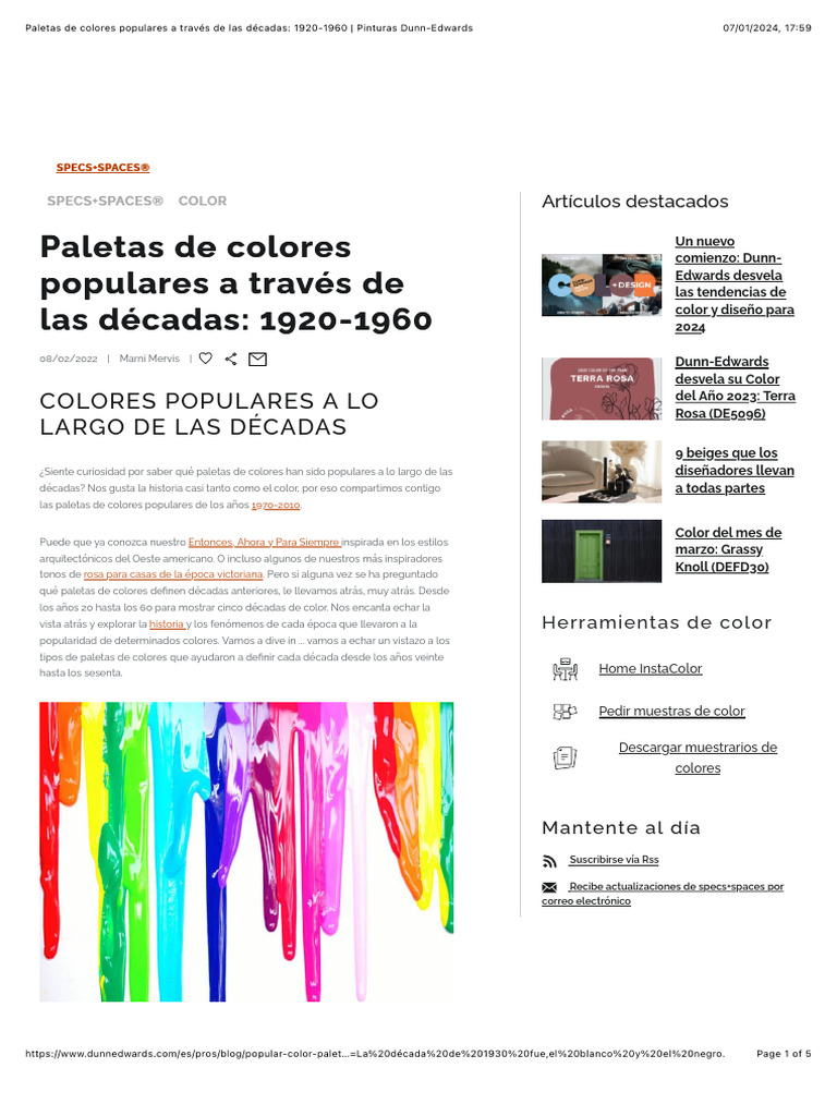 Paletas de colores populares a través de las décadas: 1920-1960 ...