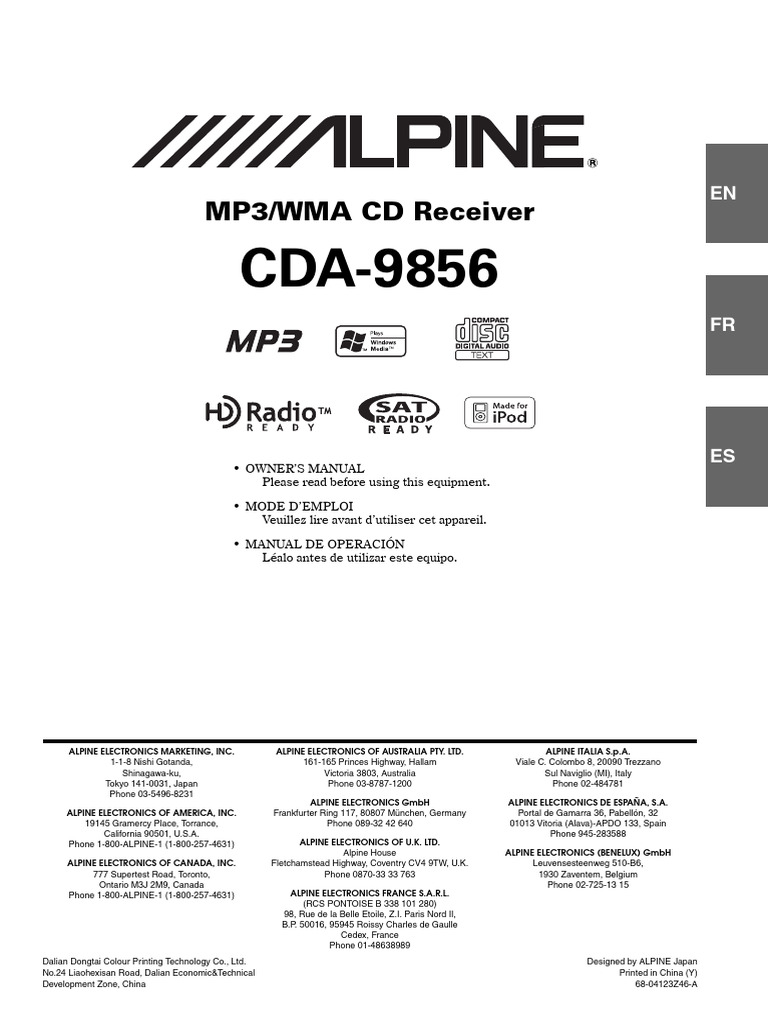 Alpine - Cda-9856 | PDF