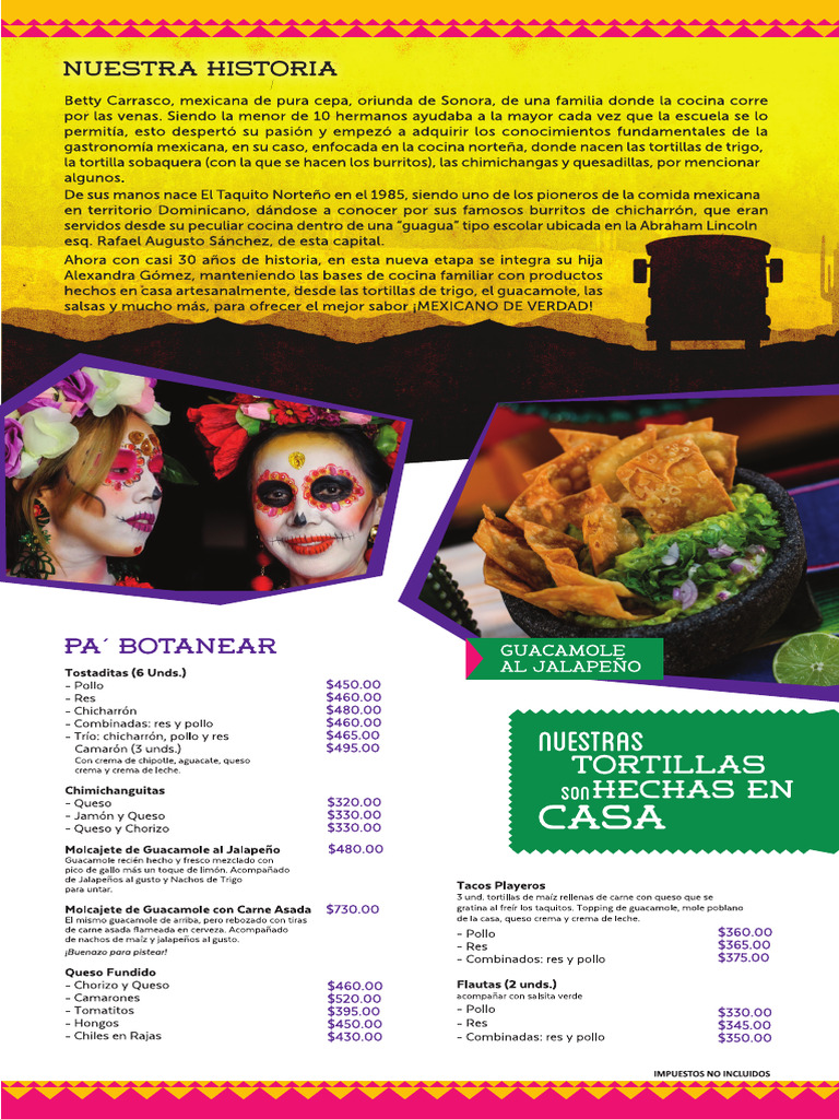 Menú Taquito Norteño | PDF