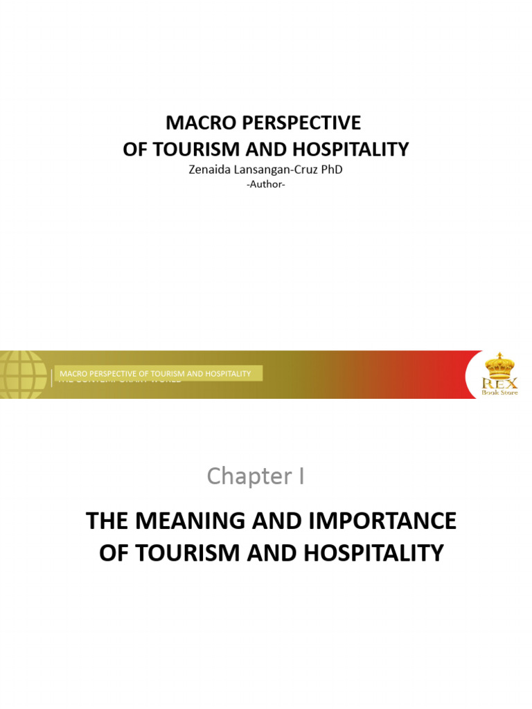 Macro Perspective of Tourism and Hospitality: Zenaida Lansangan-Cruz ...
