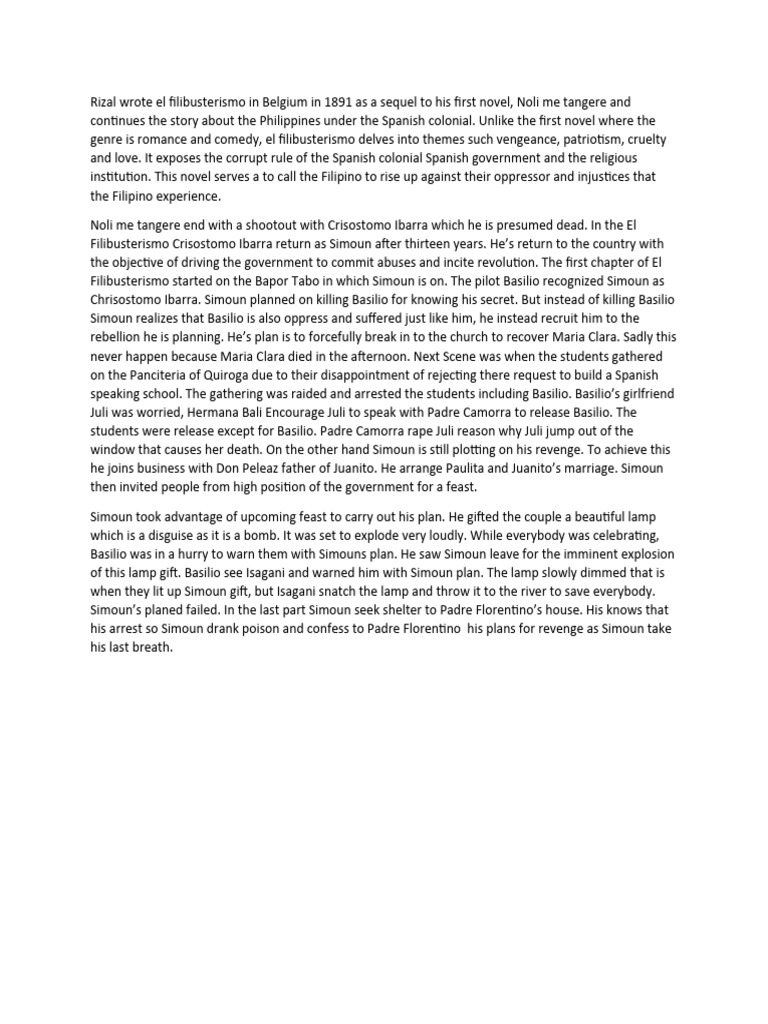Rizal Wrote El Filibusterismo in Belgium in 1891 as a Sequel to His ...