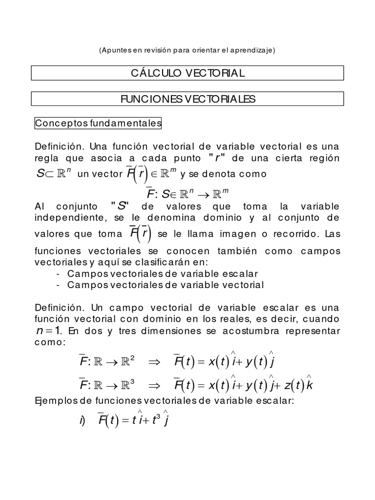 FUNCIONES - VECTORIALES de VARIABLE VECTORIAL - CHUNG | Descargar gratis PDF | Vector Euclidiano ...