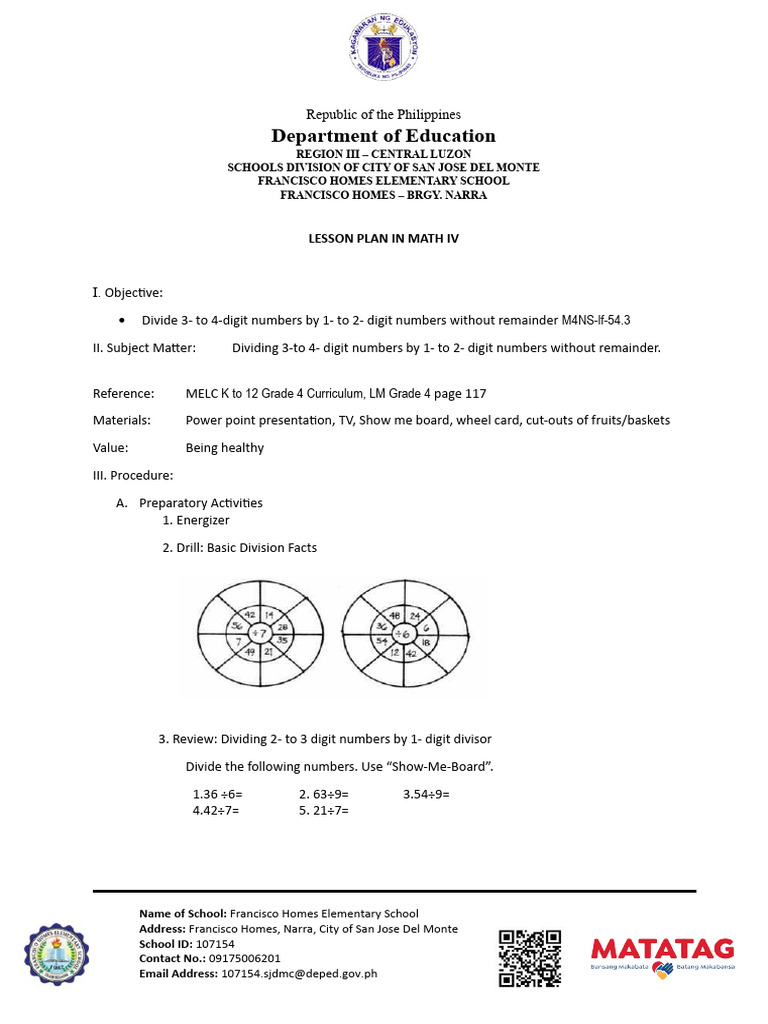 Cot 1 LP Math-2023-2024 Real | PDF | Division (Mathematics) | Mathematics