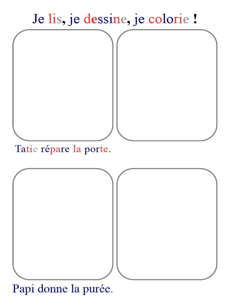 Je lis, je dessine, je colorie ! | PDF