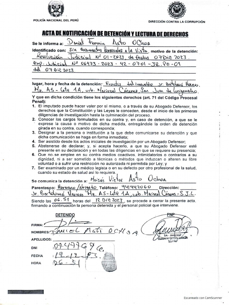 acta de DETENCION | PDF acta de DETENCION | PDF